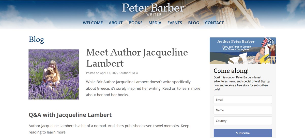 Meet author JACQUELINE LAMBERT – on PETERBARBERWRITER.com – Jacqueline Lambert